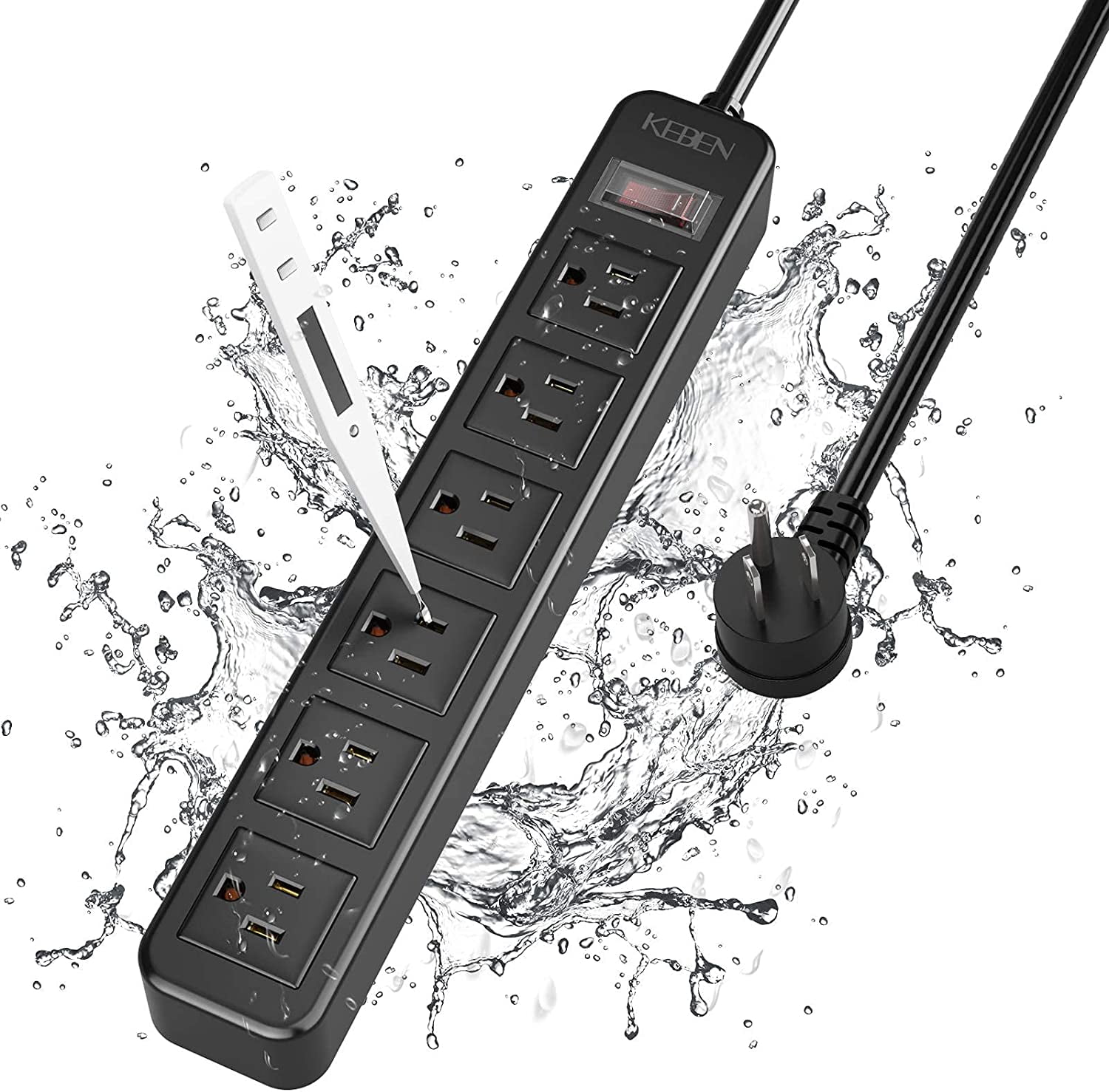 Outdoor Power Strip Weatherproof 6 Wide Outlets with Switch, Waterproof ...