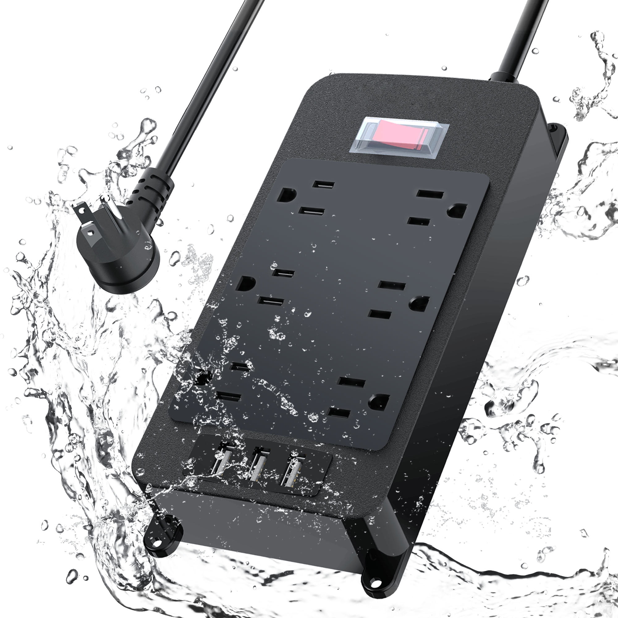 Loitinsy Outdoor Power Strip, 1875W IPX6 Waterproof Surge Protector, 6 ...