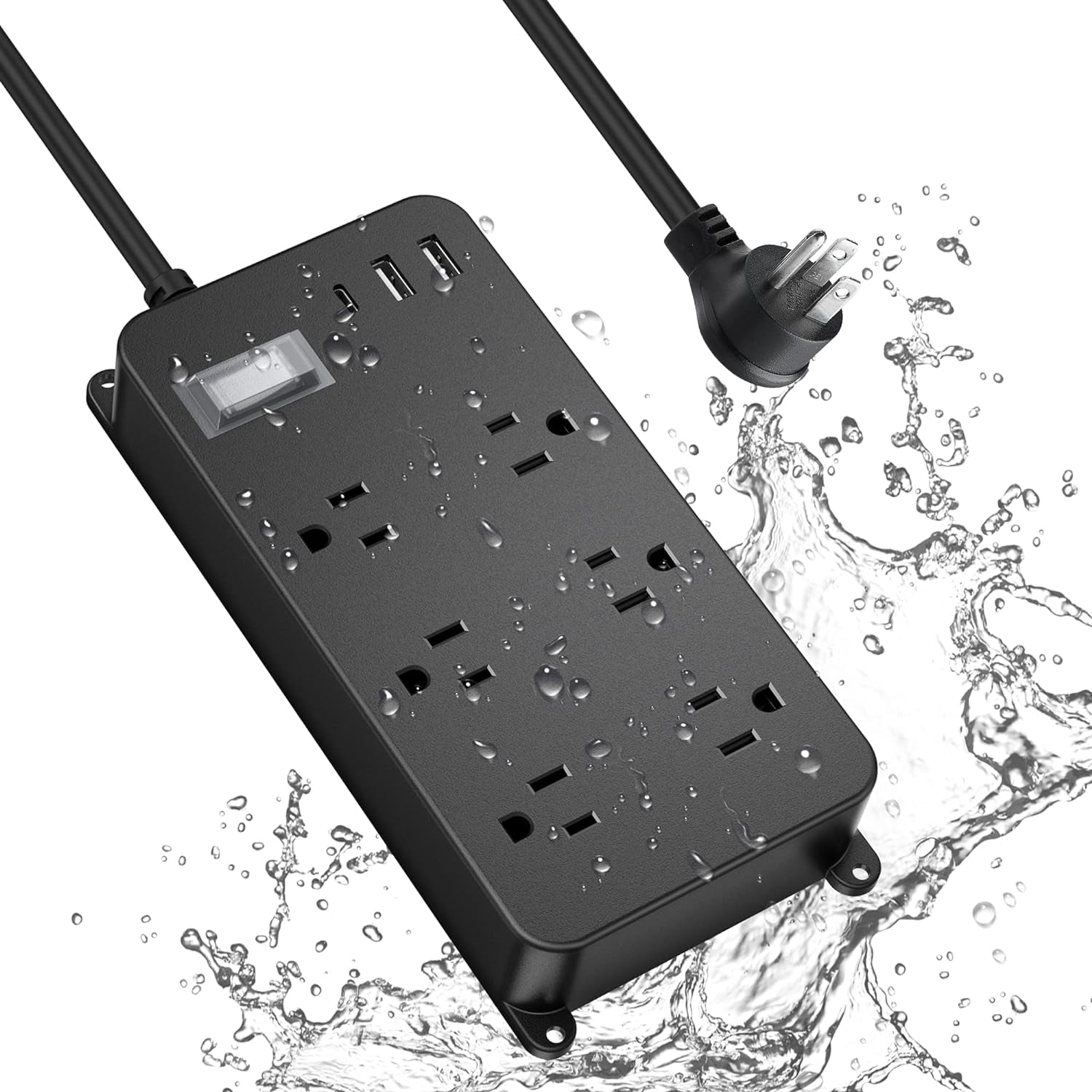 Outdoor Power Strip Weatherproof with USB C,IPX6 Waterproof Surge ...