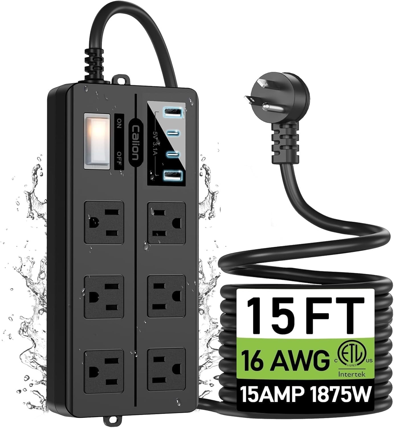 Outdoor Power Strip Weatherproof,Waterproof Surge Protector with 4 USB ...
