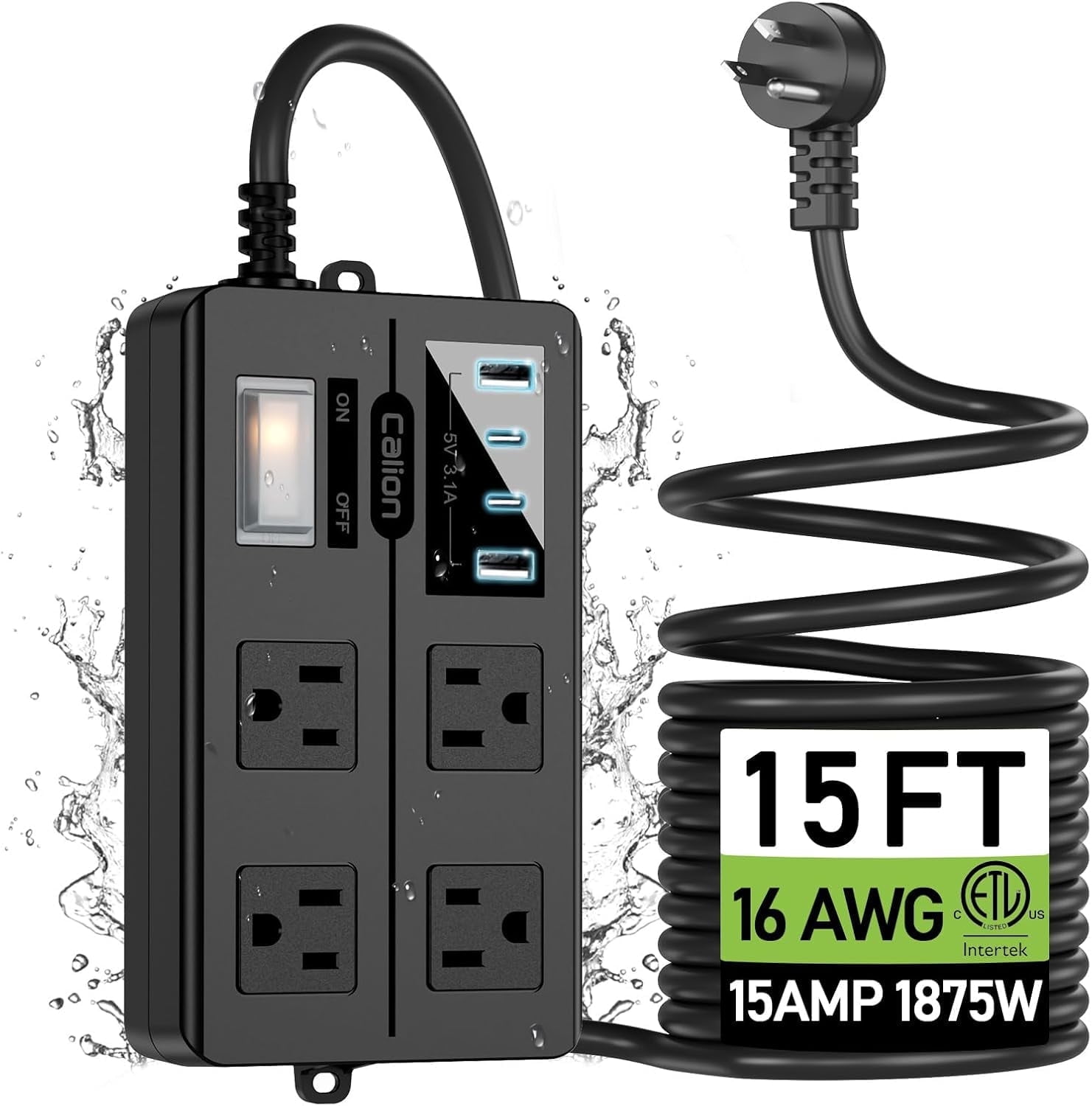 Outdoor Power Strip Weatherproof,Waterproof Surge Protector with 4 Wide ...