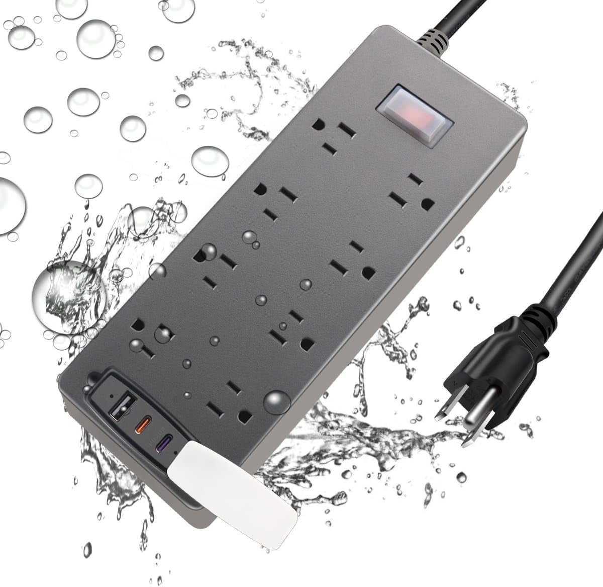 Outdoor Power Strip Weatherproof. Waterproof Surge Protector 8 Outlets ...