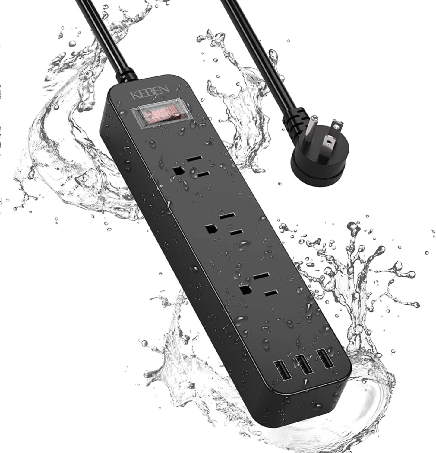 Outdoor Power Strip Weatherproof with USB Ports, 6ft Extension Cord ...