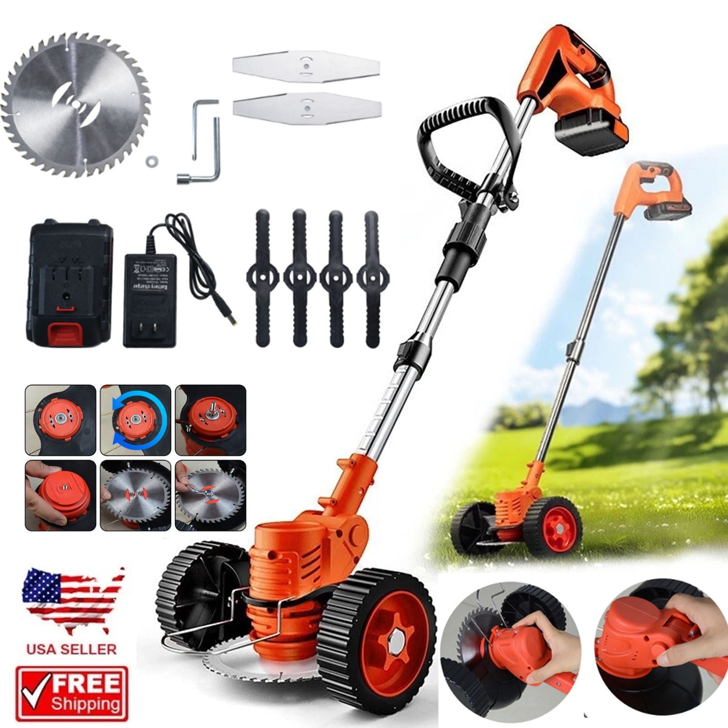 Outdoor Power Tools,Portable Red Electric Grass Trimmer for Easy Lawn ...