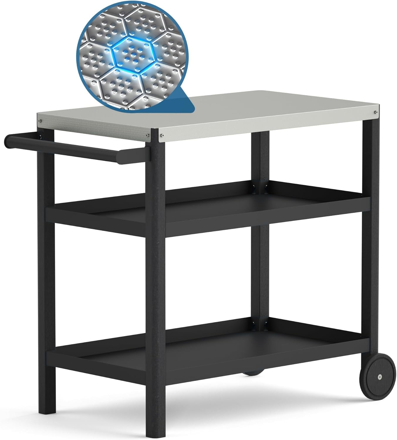 Outdoor Prep Grill Cart, Portable Hard Tabletop Cart for Pizza Oven, 3 ...