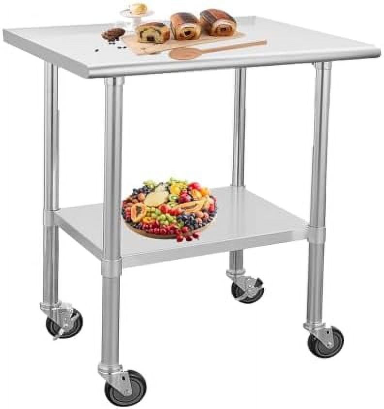 Outdoor Prep Table NSF 24x30 Stainless Steel Work Table with Wheels and ...