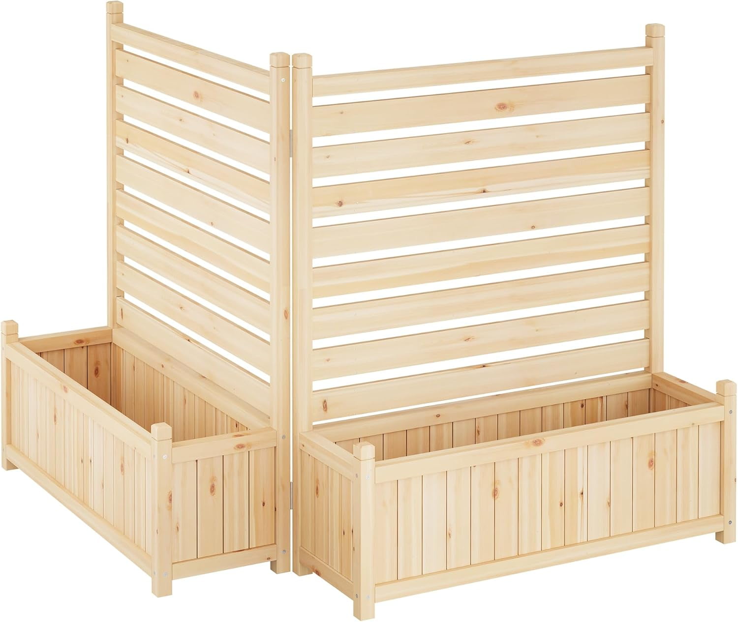 Outdoor Privacy Fence Panels, 2-Panel Wood AC Unit Screen with Planter ...