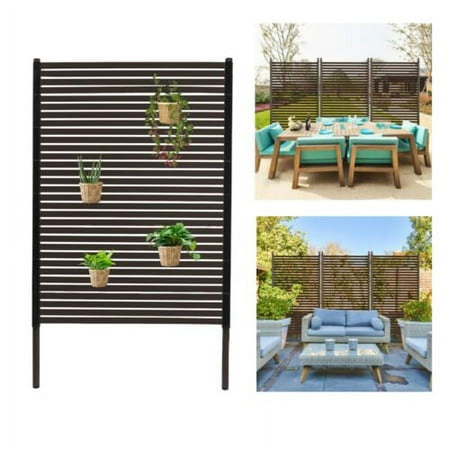 Patio Outdoor Adjustable-Height Privacy Fence Screen with Planter ...