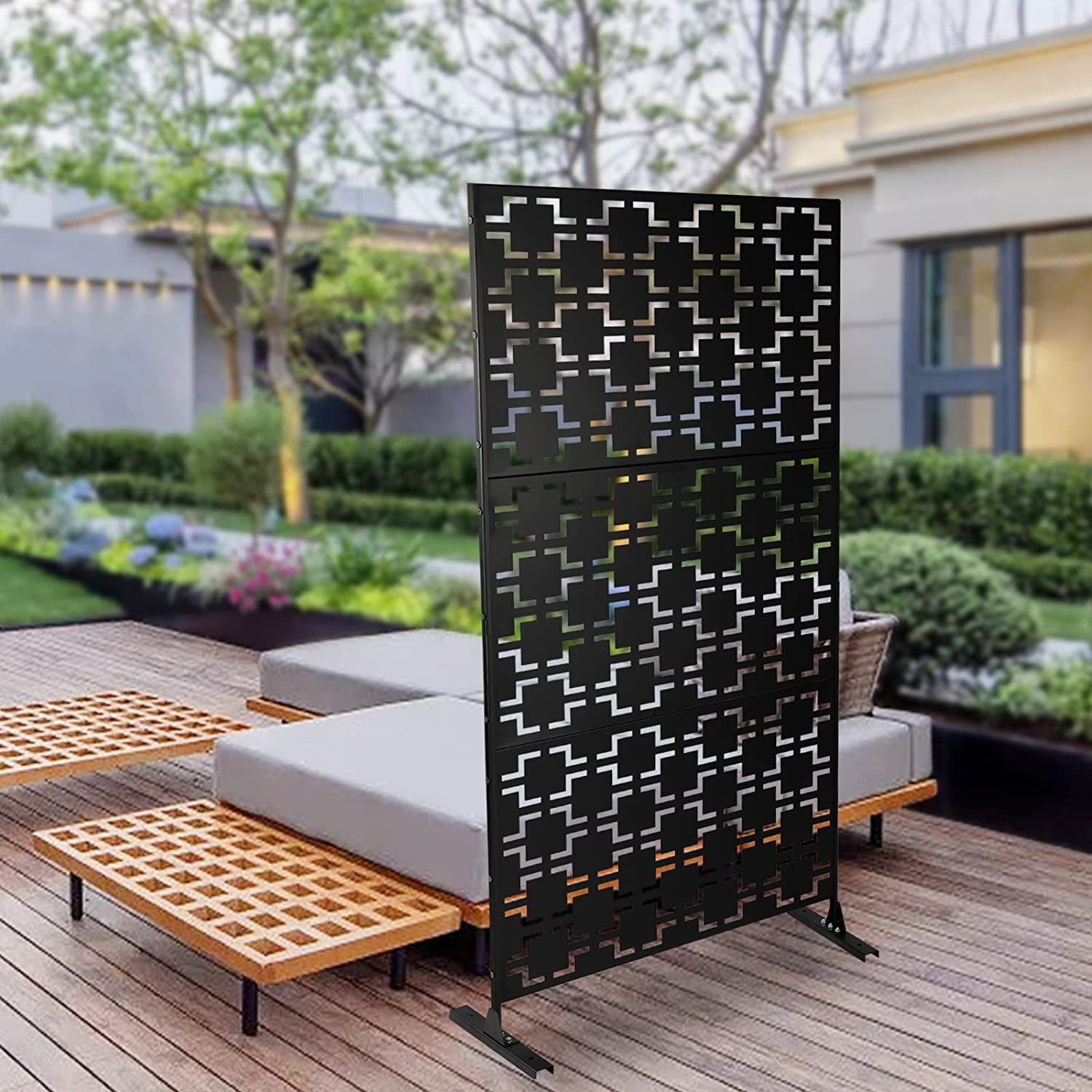 Outdoor Privacy Screen 6.2FT Height Checker Pattern Privacy Screen ...