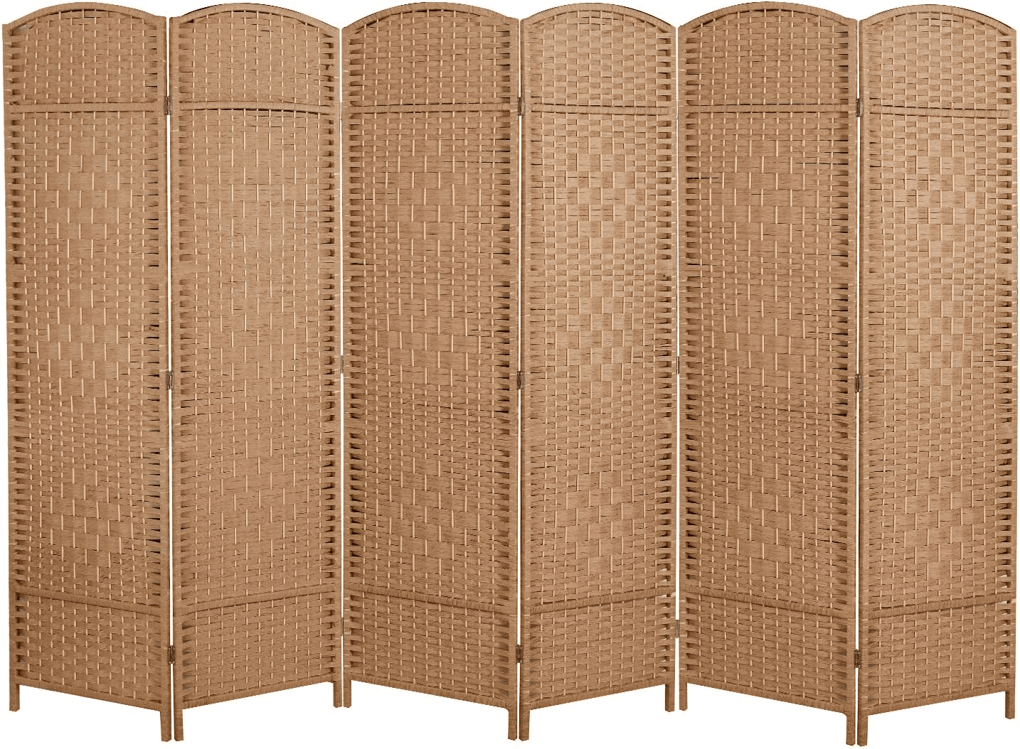 Outdoor Privacy Screen, 6 Panel Room Divider, Folding Screen, Natural ...