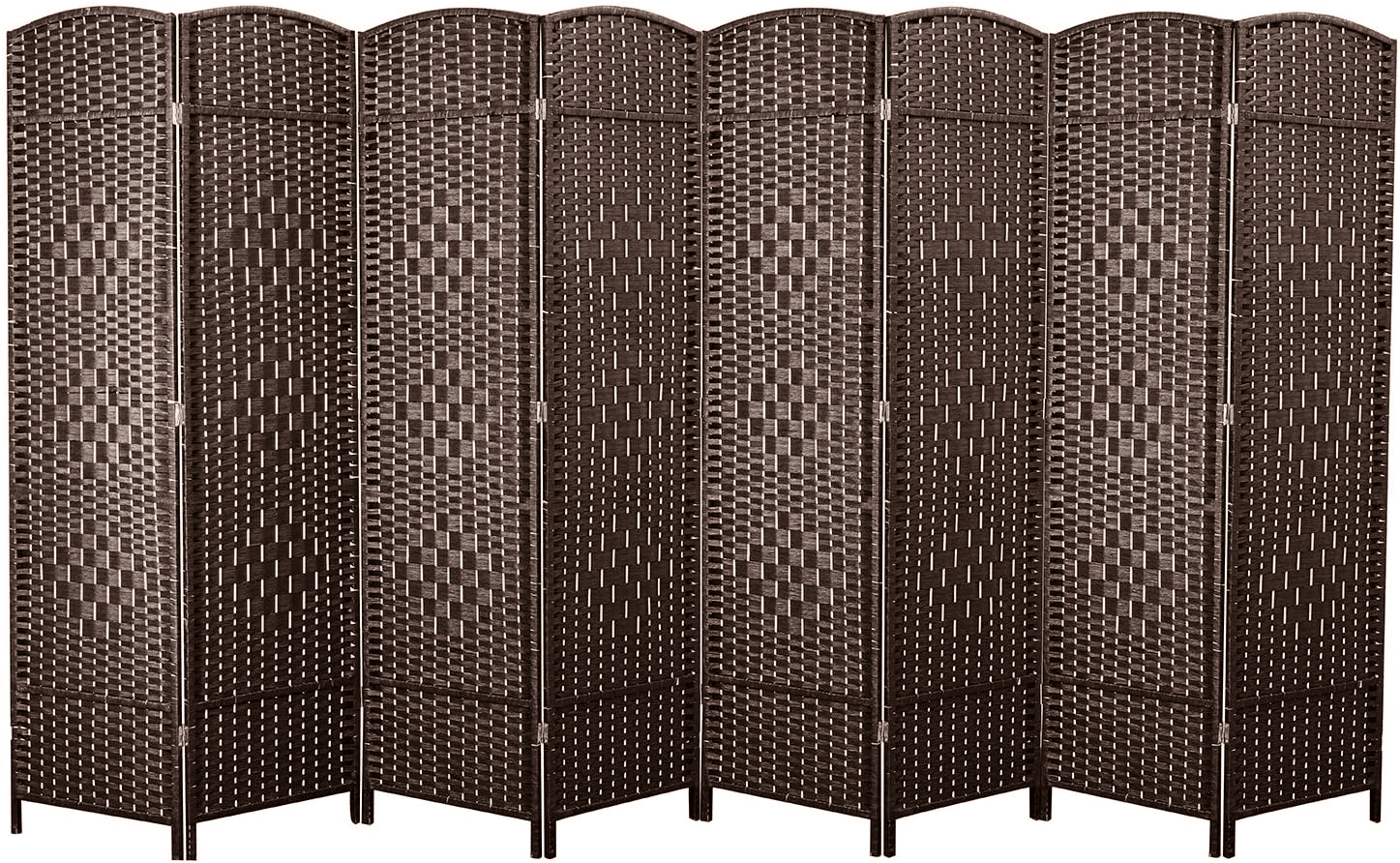 Outdoor Privacy Screen, 8 Panel Room Divider, Folding Screen, Walnut ...