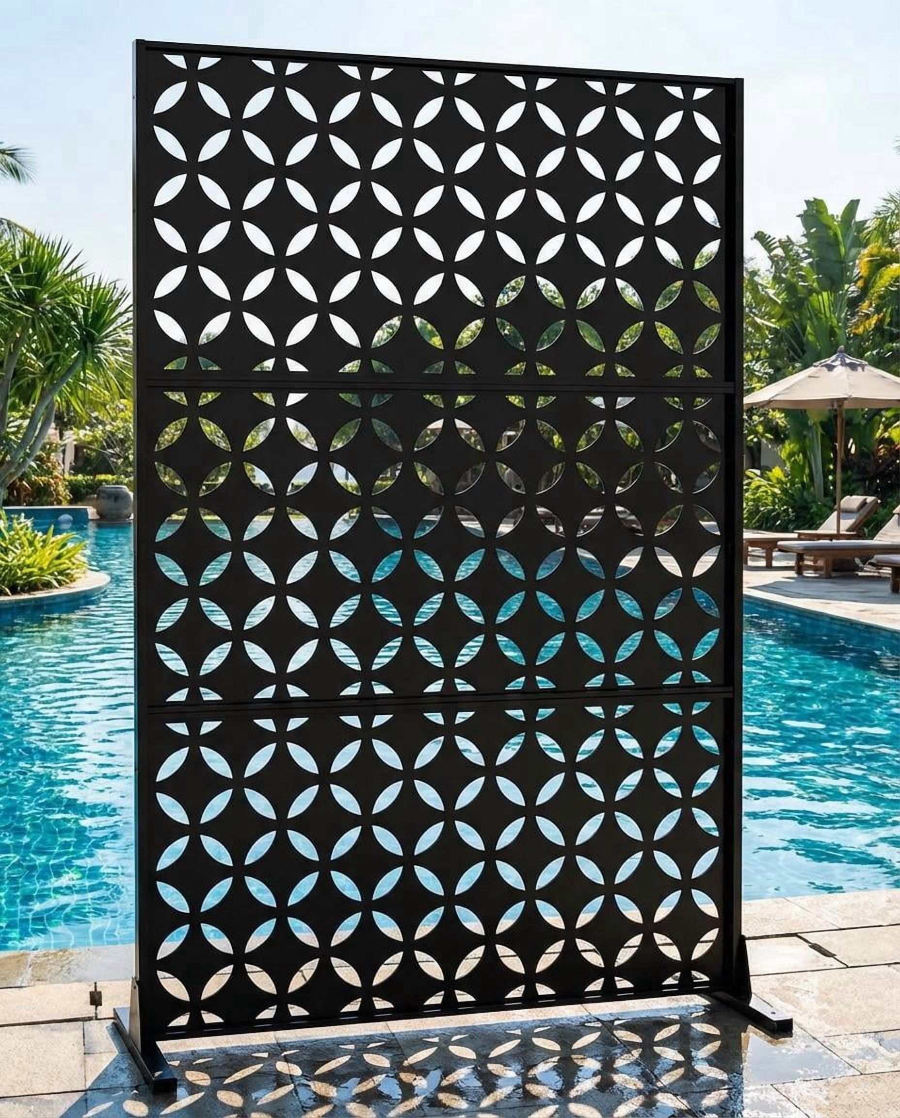 Outdoor Privacy Screen, Decorative Metal Privacy Panel with Palm Leaf ...