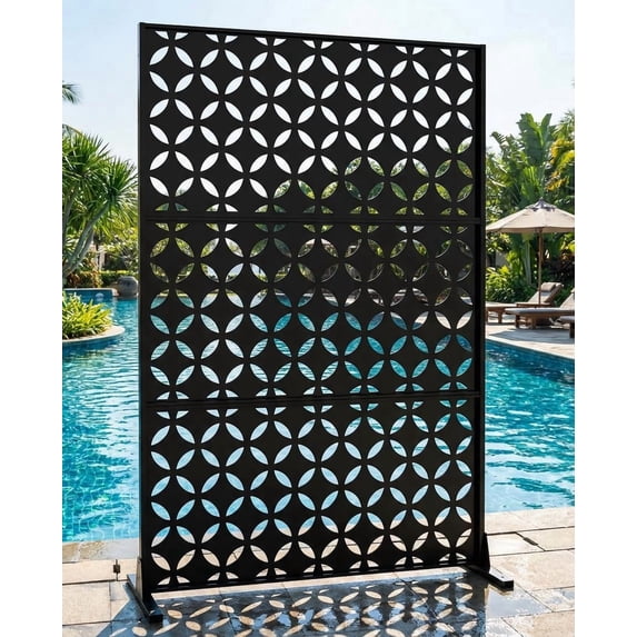 Outdoor Privacy Screen, Decorative Metal Privacy Panel with Palm Leaf ...