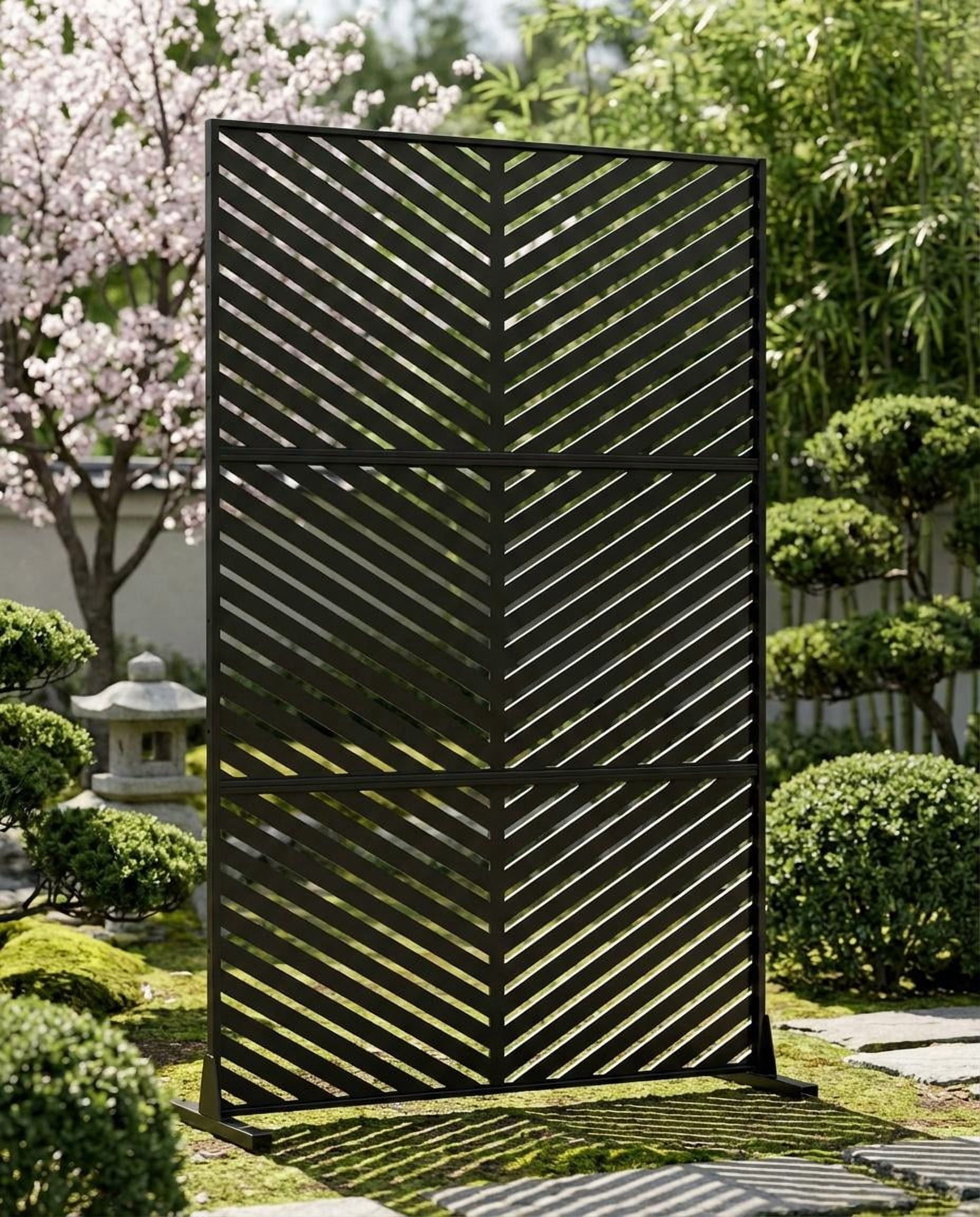 Outdoor Privacy Screen, Decorative Metal Privacy Panel with Palm Leaf ...