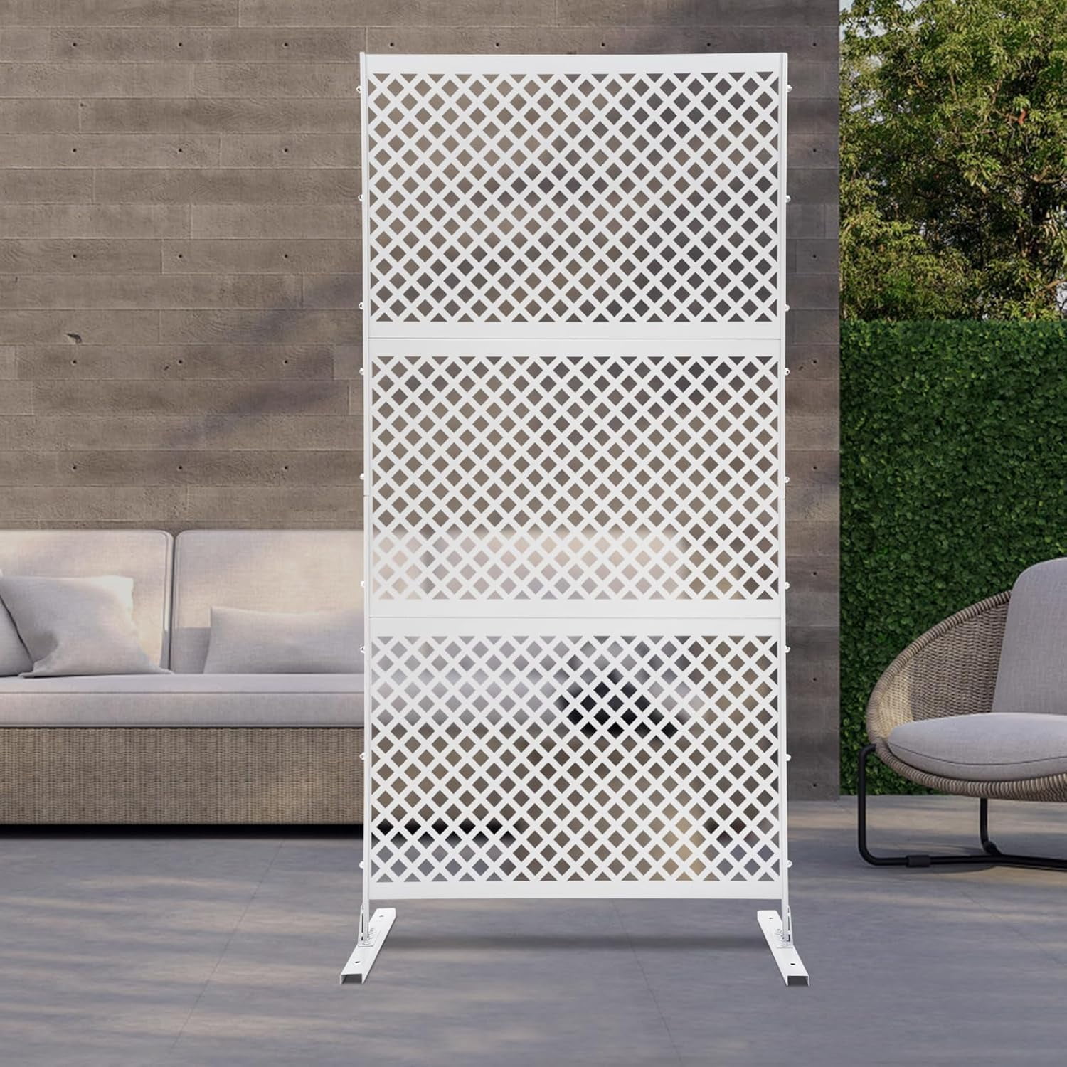 Outdoor Privacy Screen Freestanding, 3 ft W x 6 ft H Metal Privacy ...