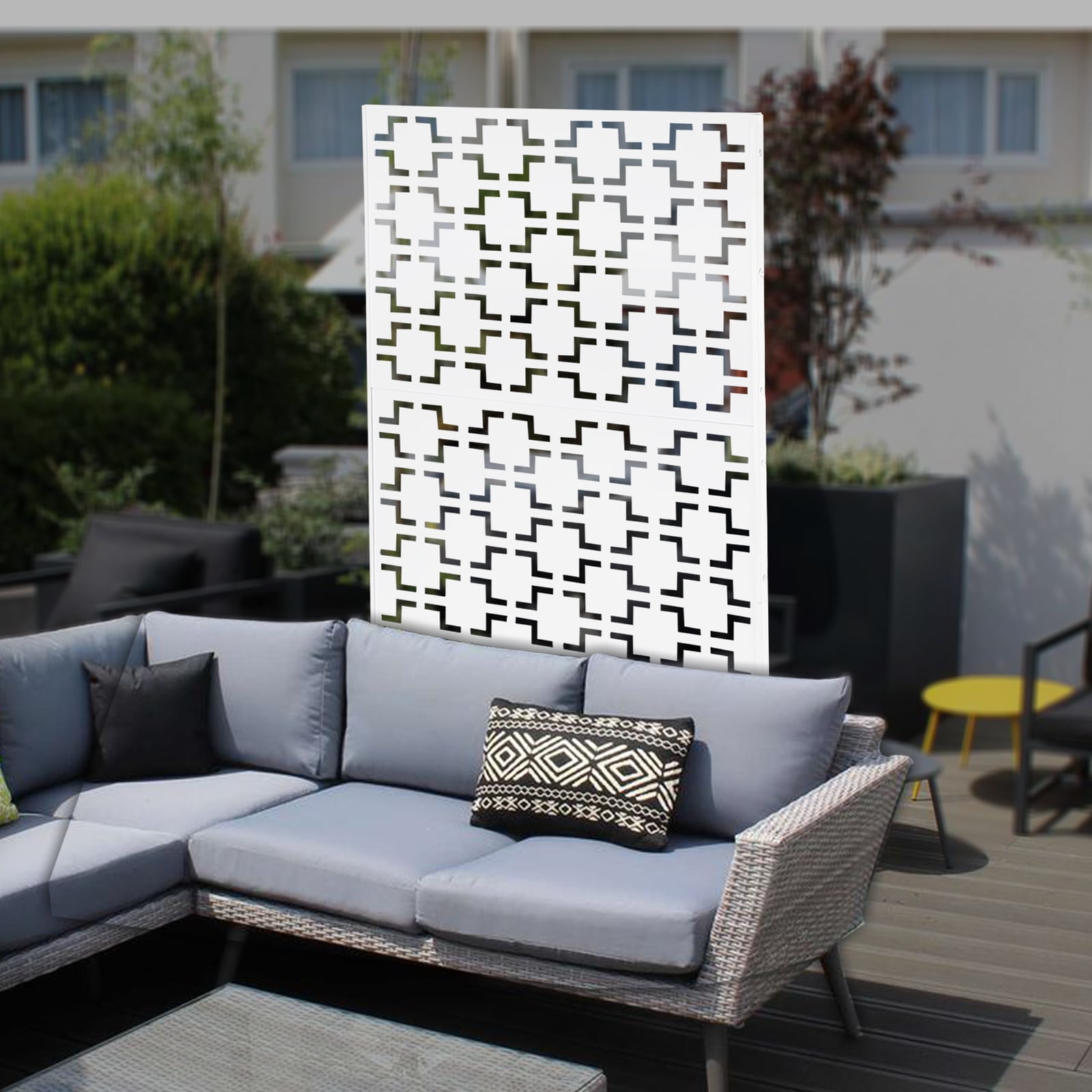6.2ft Outdoor Privacy Screen with Stand, Freestanding Metal Panels for ...