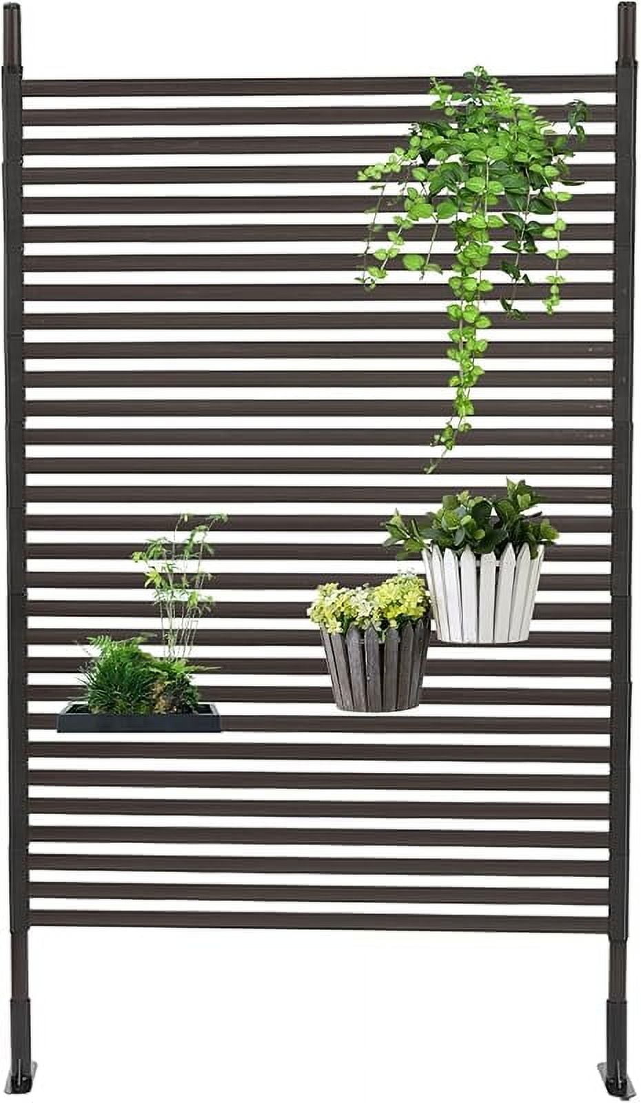 Outdoor Privacy Screens Freestanding, 43" W x 71" H Metal Slatted ...