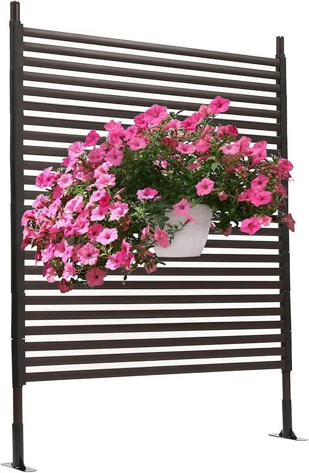 Outdoor Privacy Screens Freestanding, 43" W x 71" H Metal Slatted ...