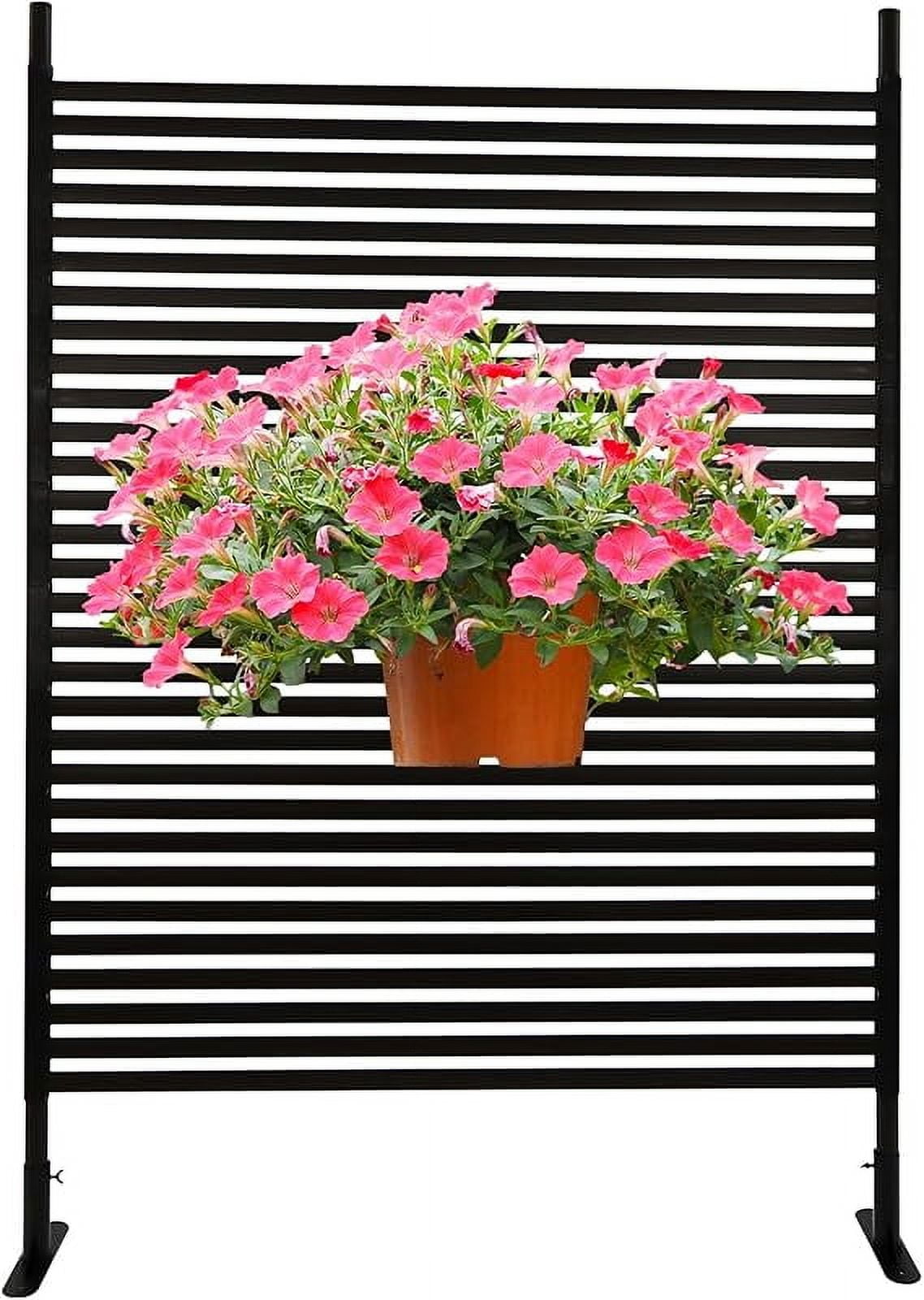 Outdoor Privacy Screens Freestanding, 43" W x 71" H Metal Slatted ...