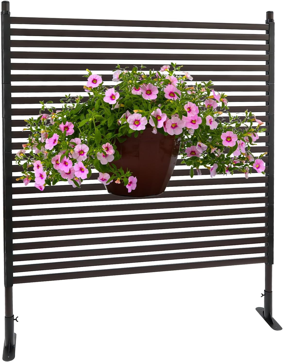Outdoor Privacy Screens Freestanding, 47" W x 59" H Metal Slatted ...