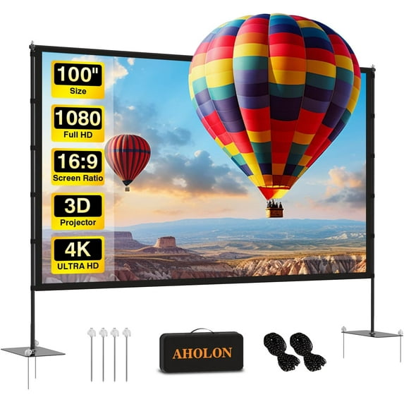 Outdoor Projector Screen with Stand - 100 Inch Portable Projector ...