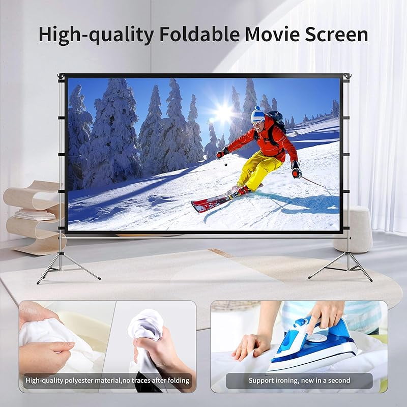 Outdoor Projector Screen with Stand, 120 Inch Portable Foldable Movie ...