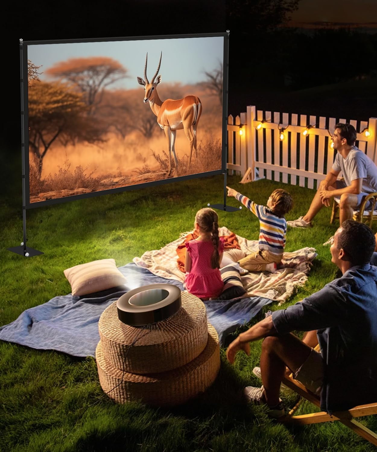 Outdoor Projector Screen with Stand - 120 inch Portable Projector ...