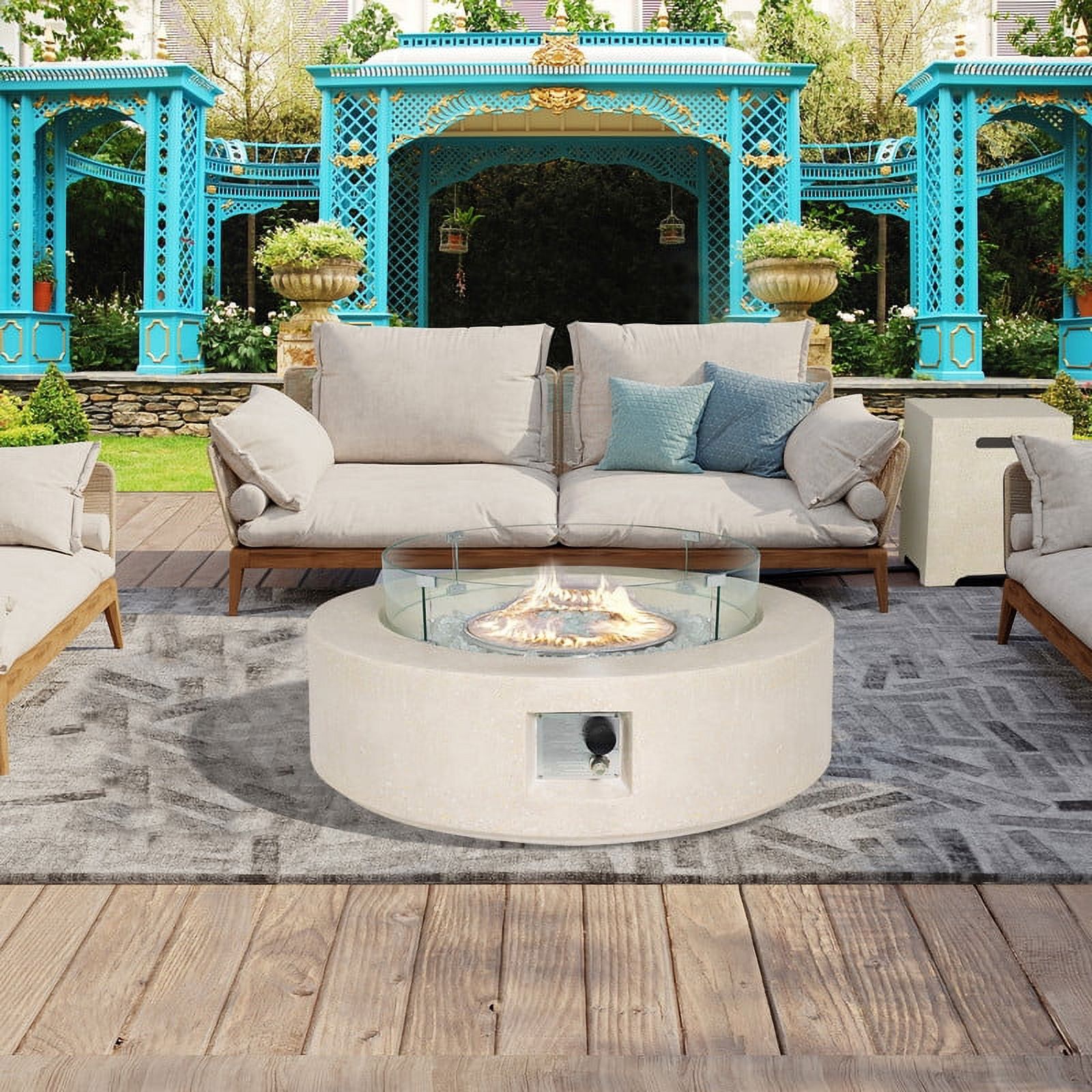 COSIEST Outdoor Propane Fire Pit Coffee Table w Terrazzo White 40.5 ...