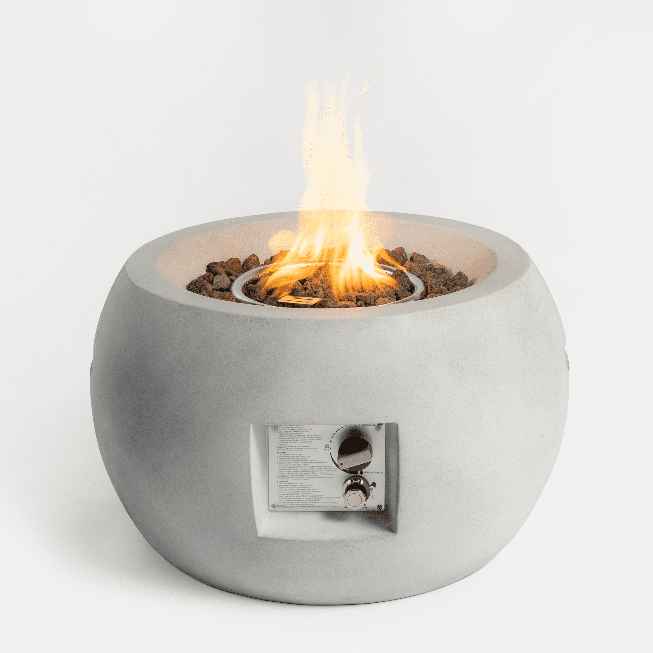 Outdoor Propane Fire Pit Table,Compact Streamlined Modern 24-Inch,Round ...