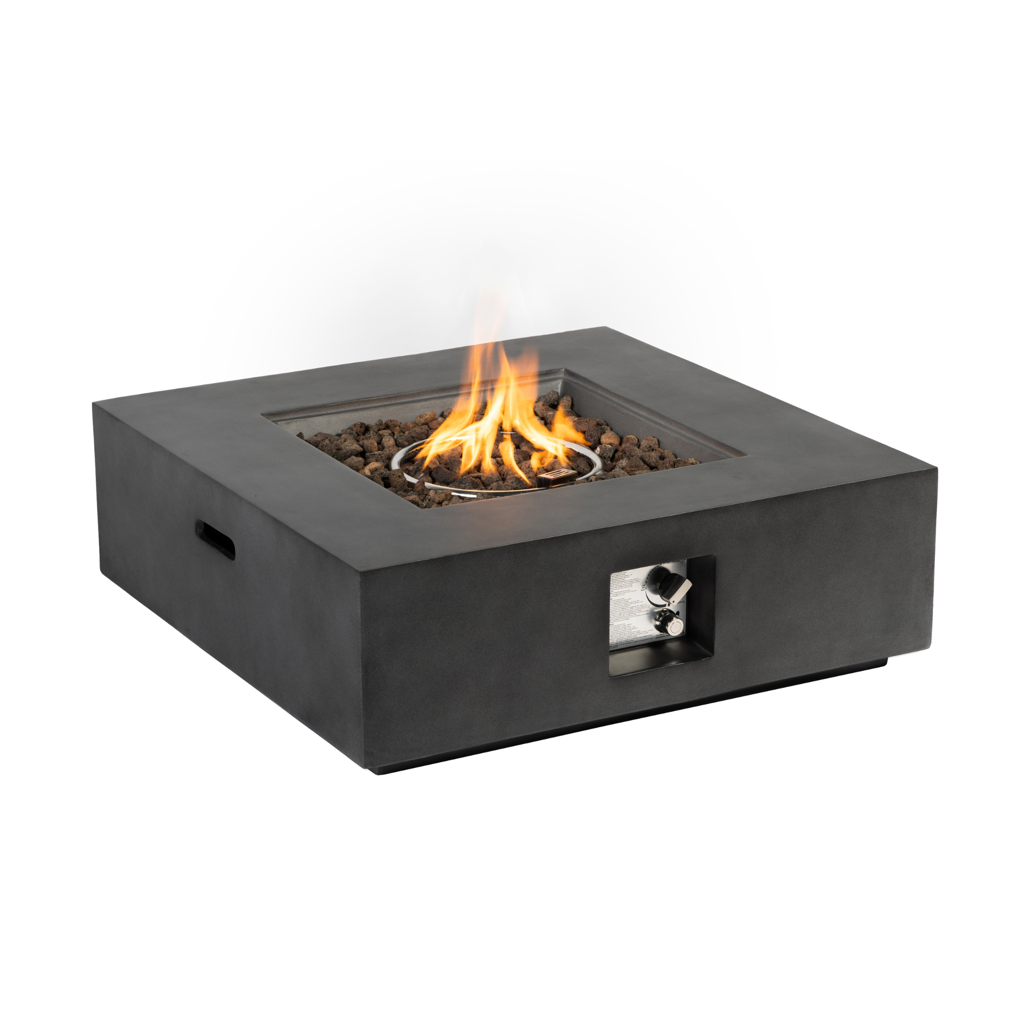 Outdoor Propane Fire Pit Table,Square Stone 35-Inch Planter Base,50,000 ...