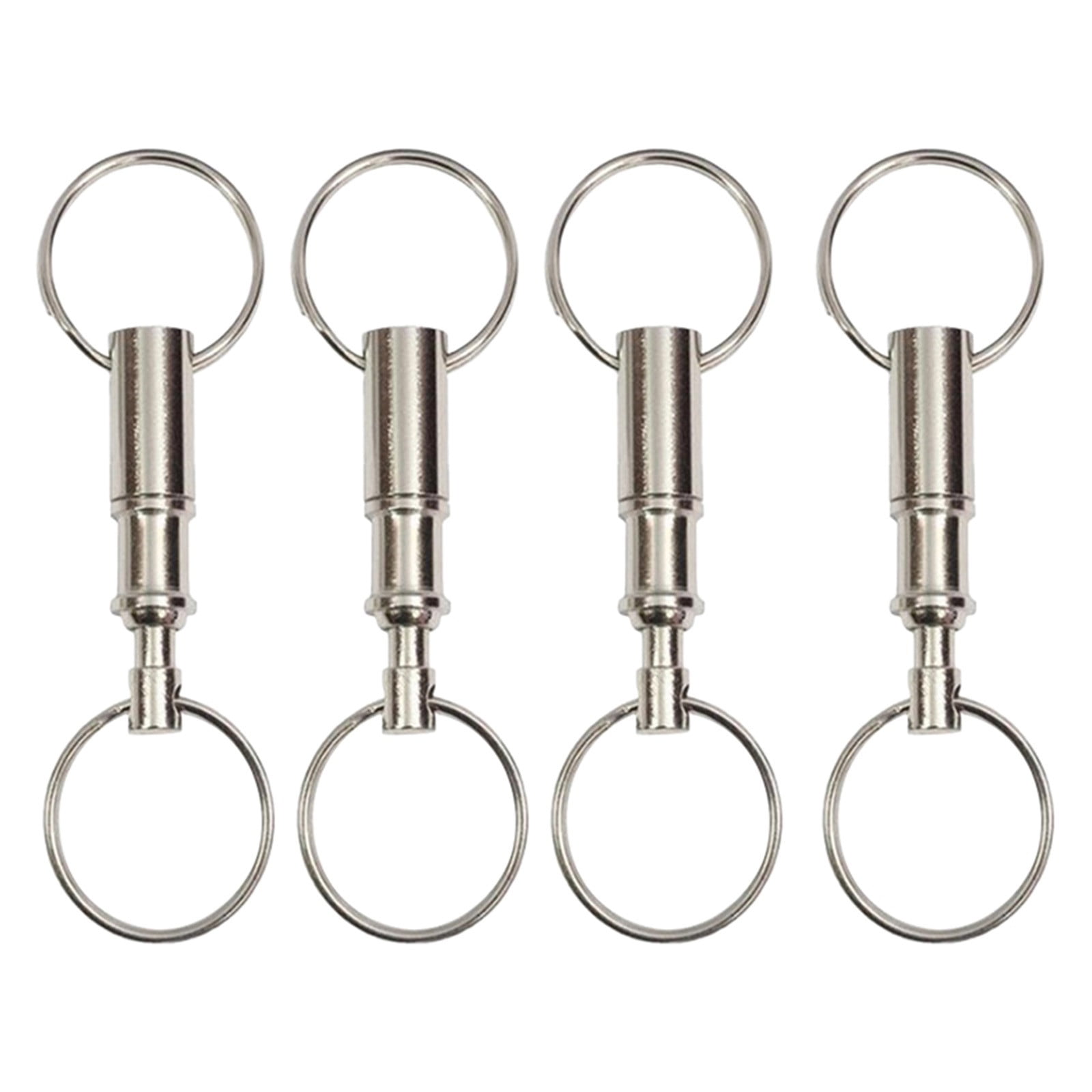 Outdoor Quick Release Key Ring Set 4 Pack, Silver Double Ring ...