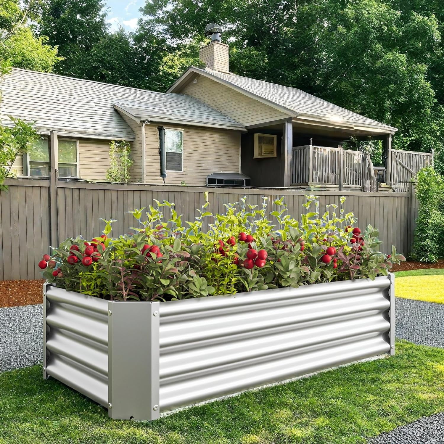 Outdoor Raised Garden Bed, 4X2X1ft Rectangle Planter Box with Anti-Rust ...