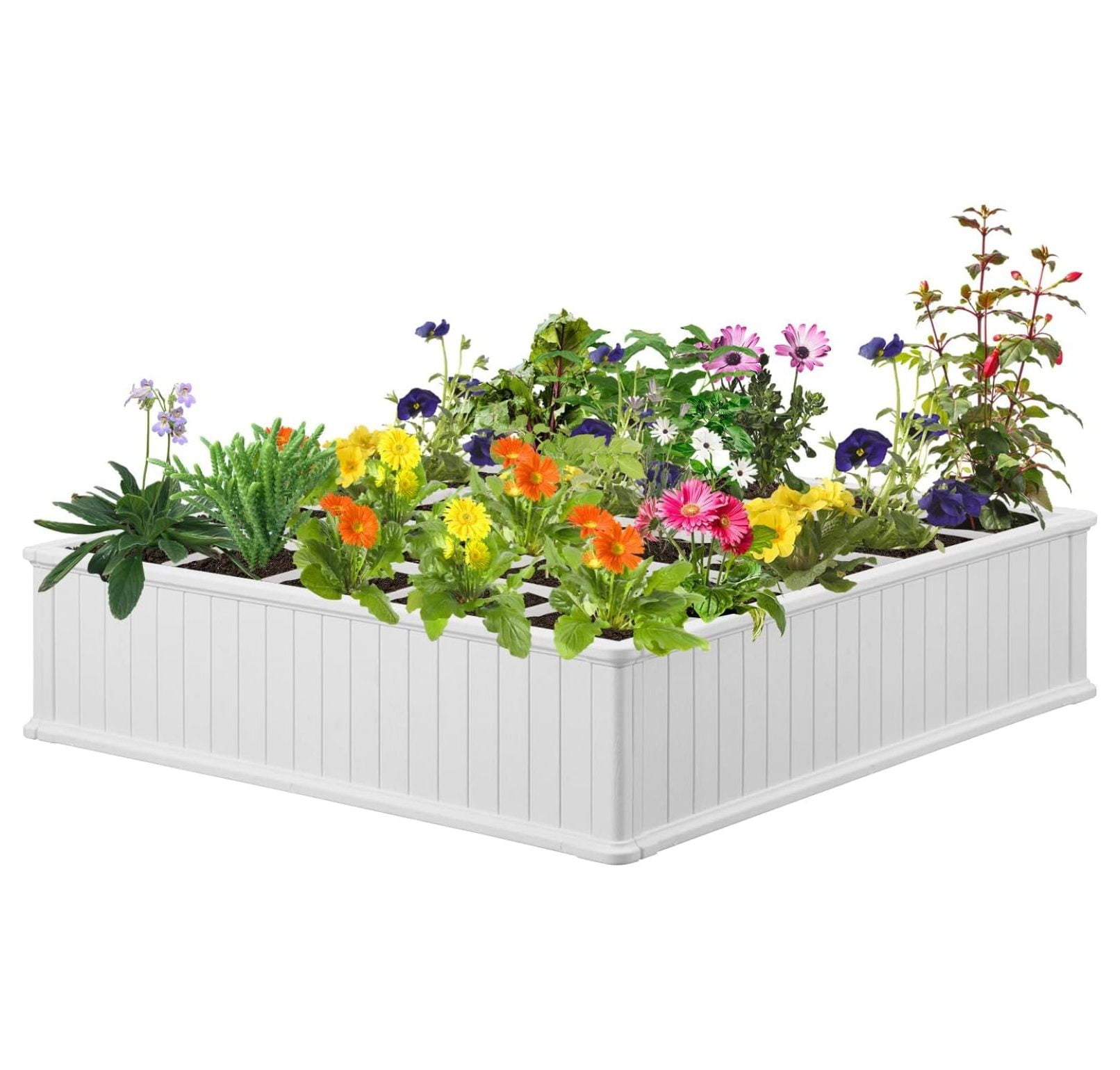 Outdoor Raised Garden Bed Kit 4x4 Plastic Ground Planter Boxes for ...