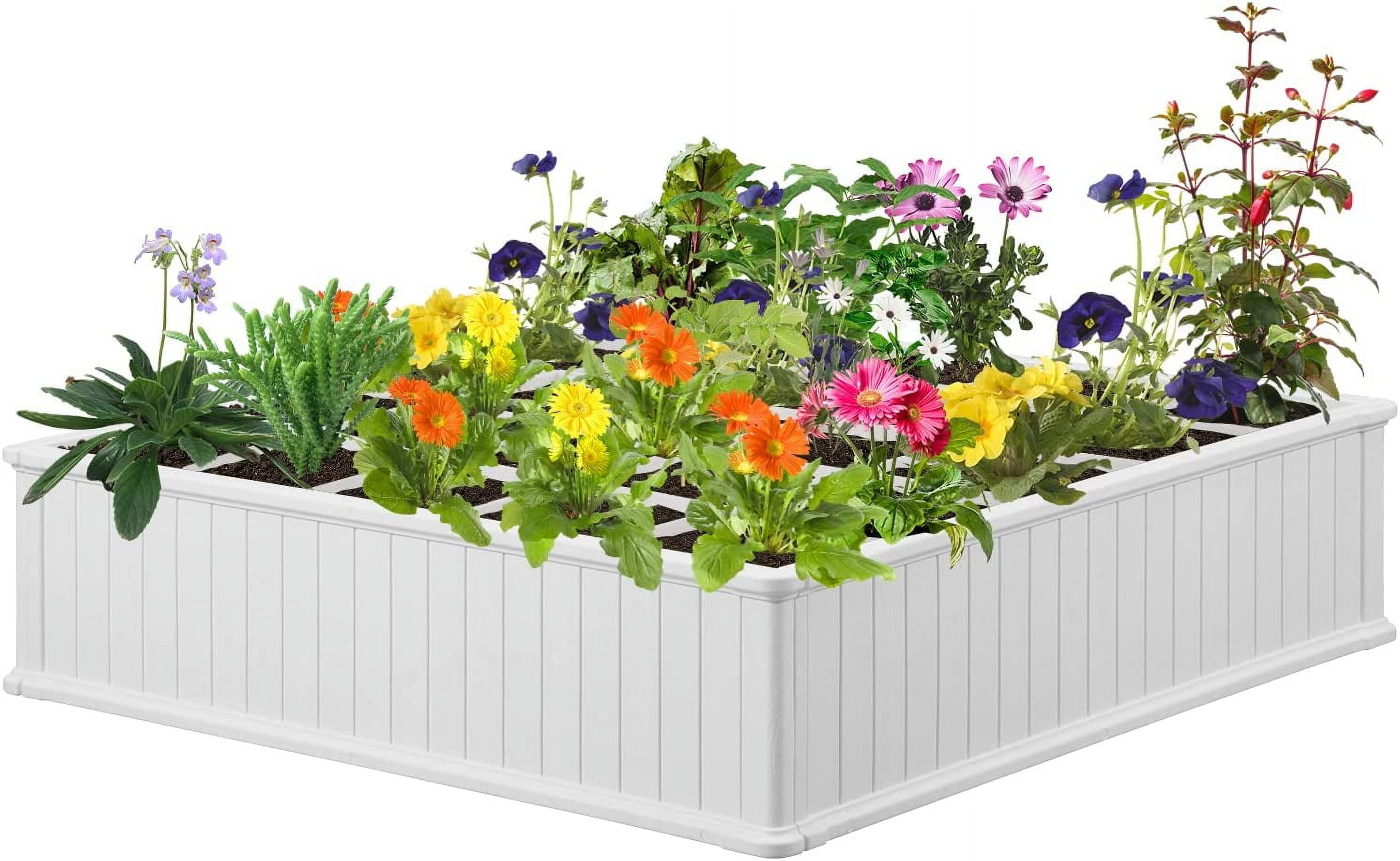 Outdoor Raised Garden Bed Kit 4x4 Plastic Ground Planter Boxes for ...