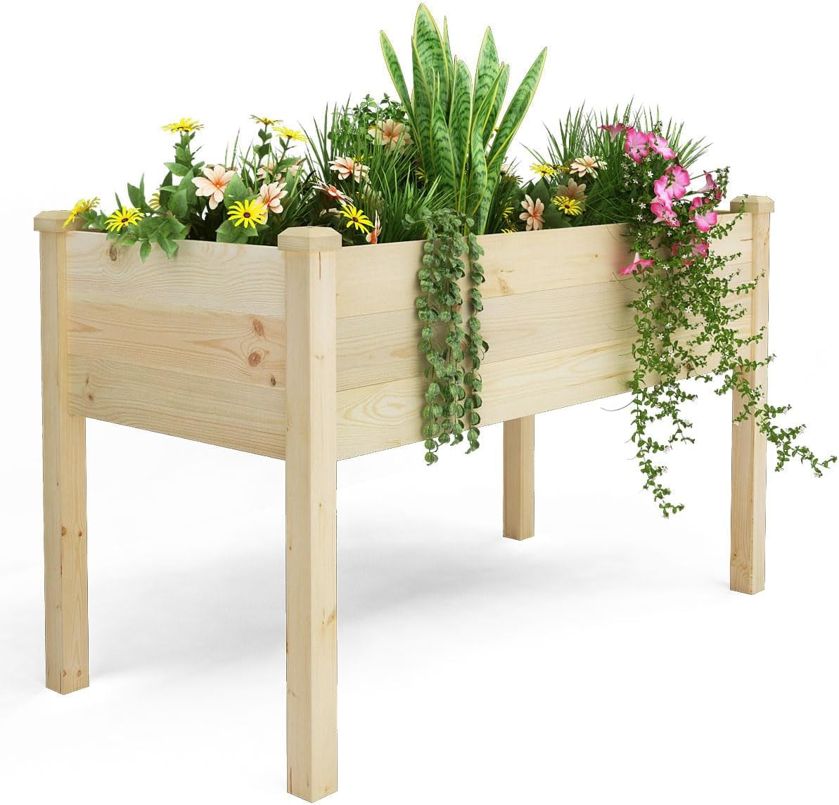 Outdoor Raised Garden Bed, Wood Planter Box for Vegetable Flower ...
