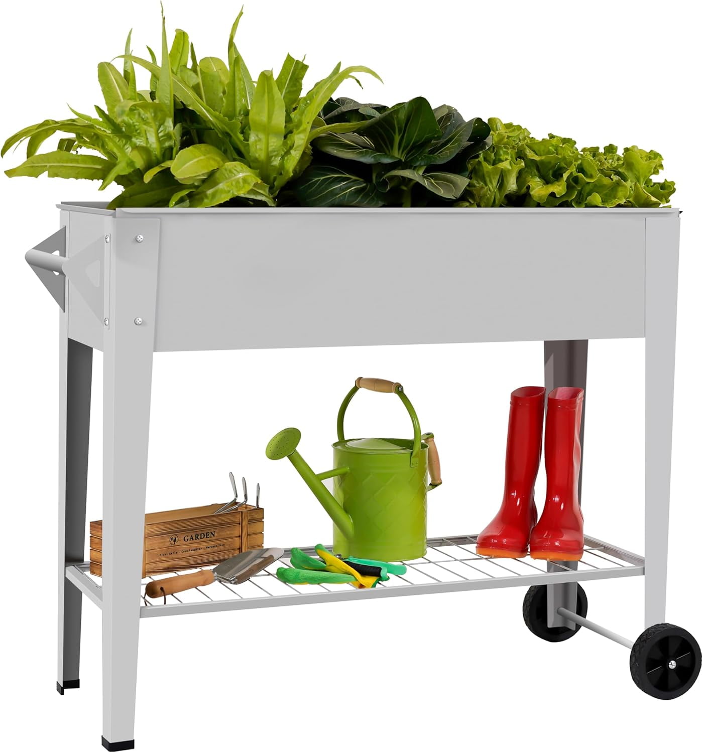 Outdoor Raised Garden Beds with Legs and Wheels, Space-Saving Steel ...