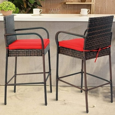 Cotterell Outdoor French Wicker and Aluminum 29.5 Inch Barstools, Set ...