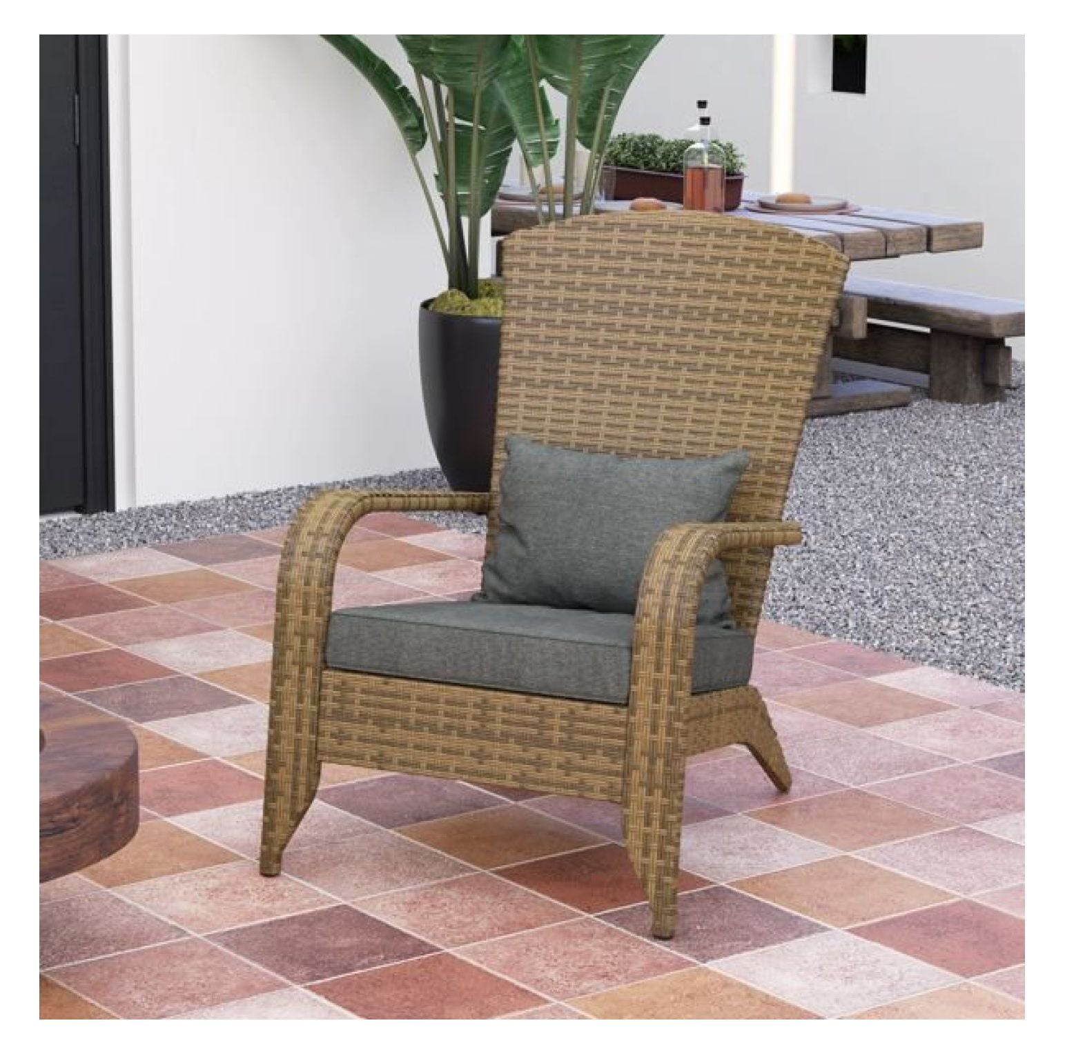 Outdoor Rattan Chairs, Adirondack Patio Furniture Set - Mixed Tan ...