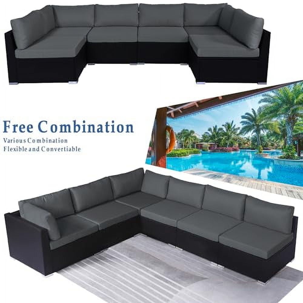 Outdoor Rattan Furniture Replacement Cushions, Fits 6-seat Sectional ...