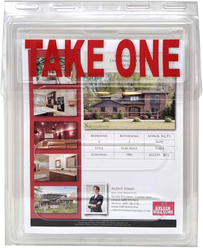 Outdoor Real Estate Brochure Box - Easy to Use Take One Document Holder ...