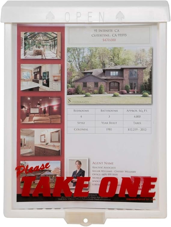 Outdoor Real Estate Brochure Box with Snap Shut Lid, Take One Document ...