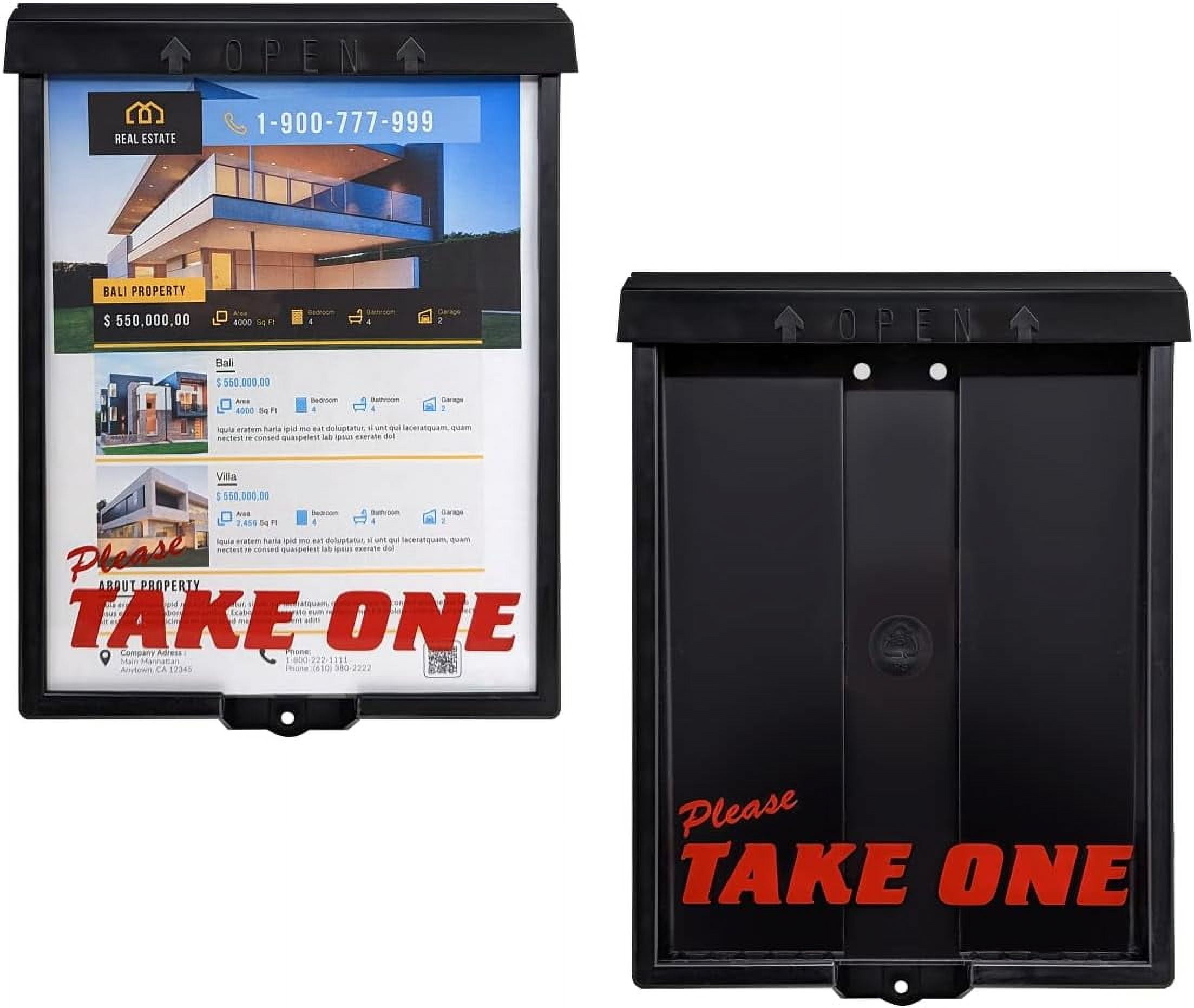 Outdoor Real Estate Brochure Box with Snap Shut Lid, Take One Document ...
