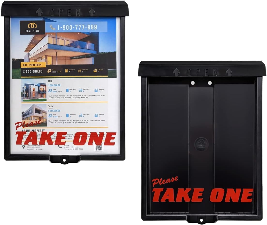 Outdoor Real Estate Brochure Box with Snap Shut Lid, Take One Document ...