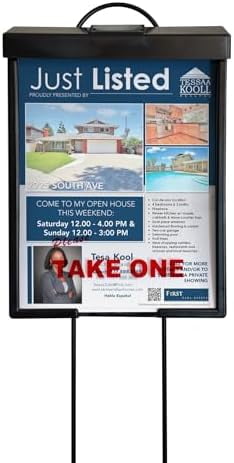 Outdoor Real Estate Brochure Box with Solar Lighted Snap Shut Lid, Take ...