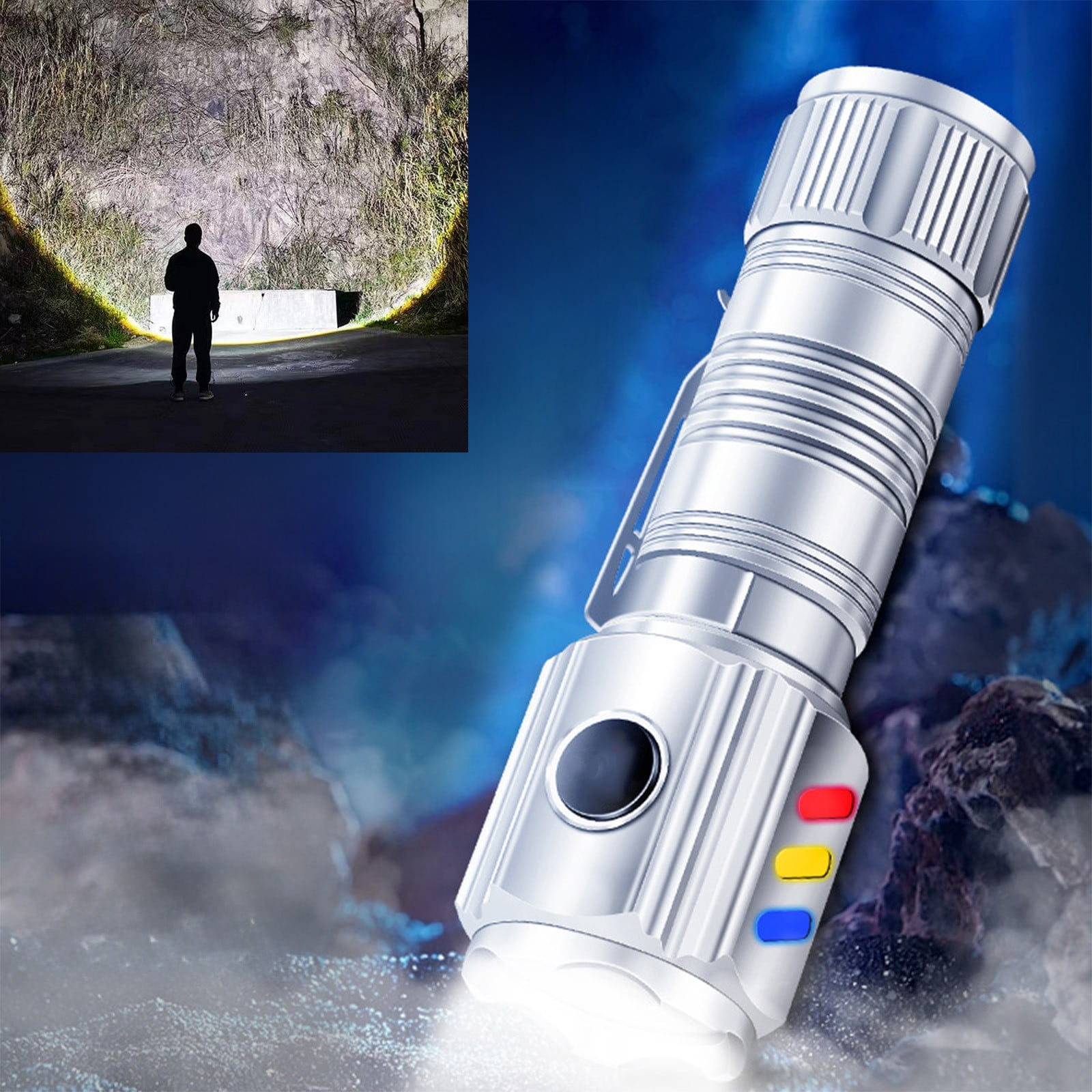 Outdoor Rechargeable Flashlight, Magnetic Suction, 5000mAh Battery ...