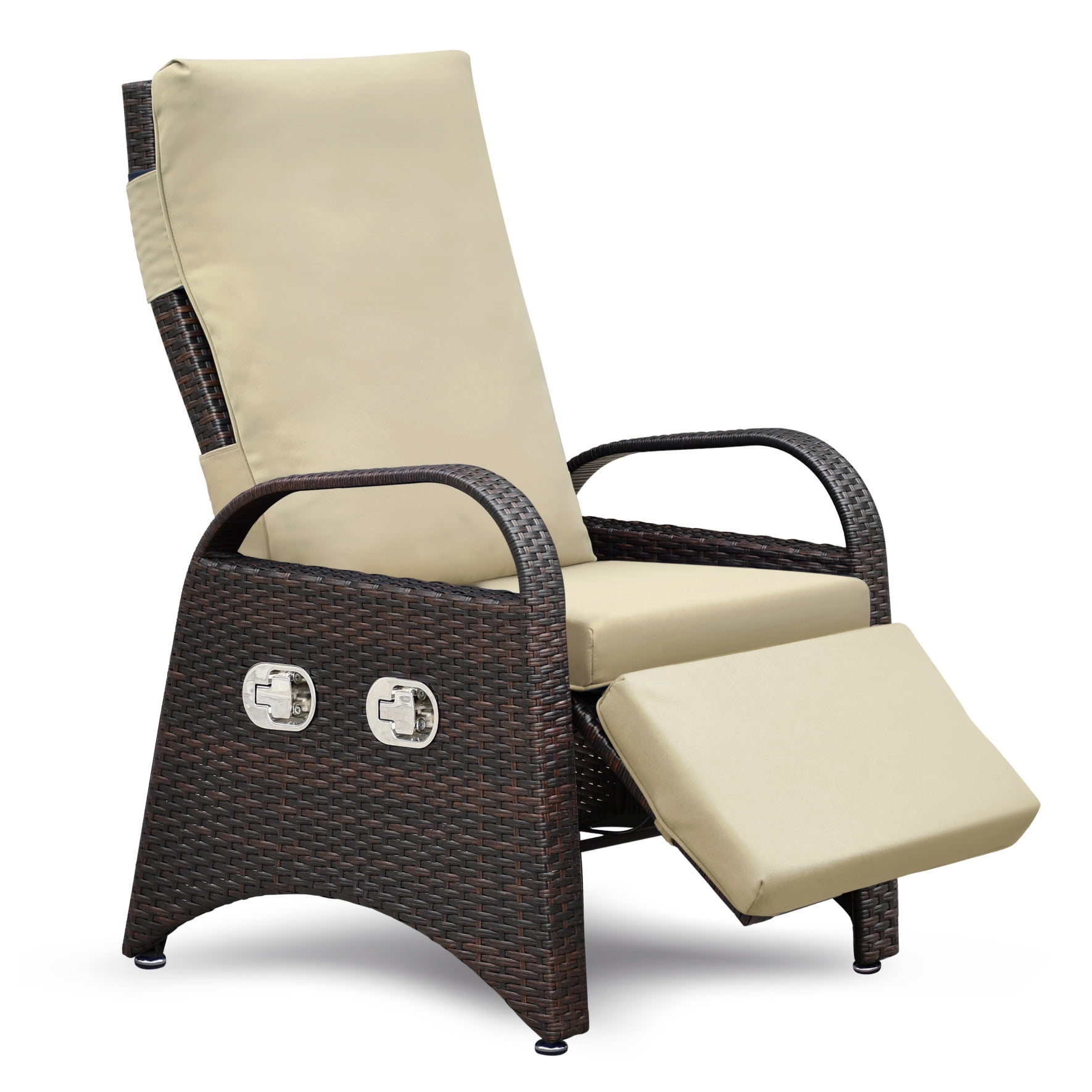 Outdoor Recliner Chair, Adjustable Backrest Patio Wicker Recliner ...