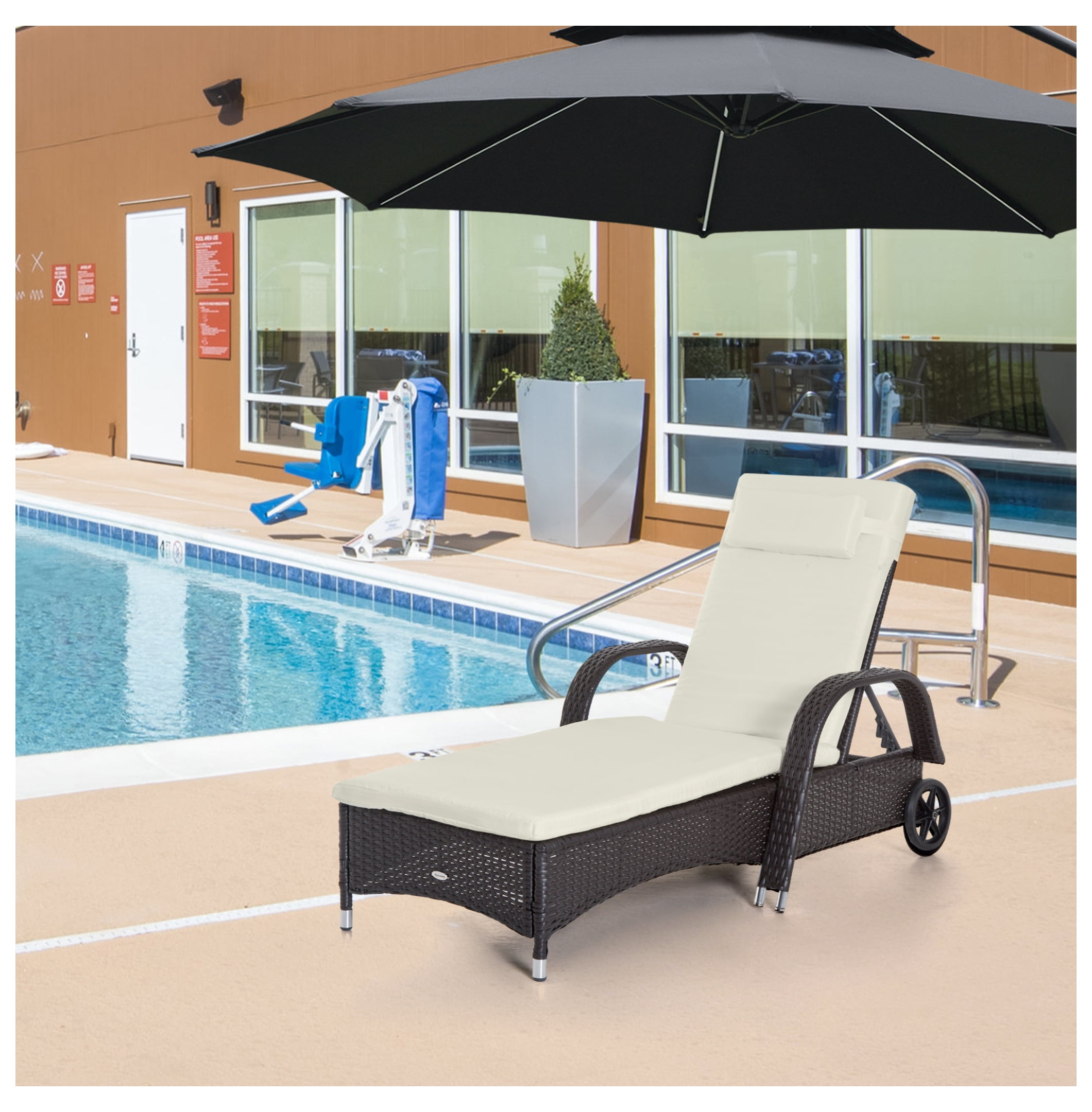 Outdoor Reclining Sofa, Cushion, Armrests, PE Rattan, Rolling - Walmart.com