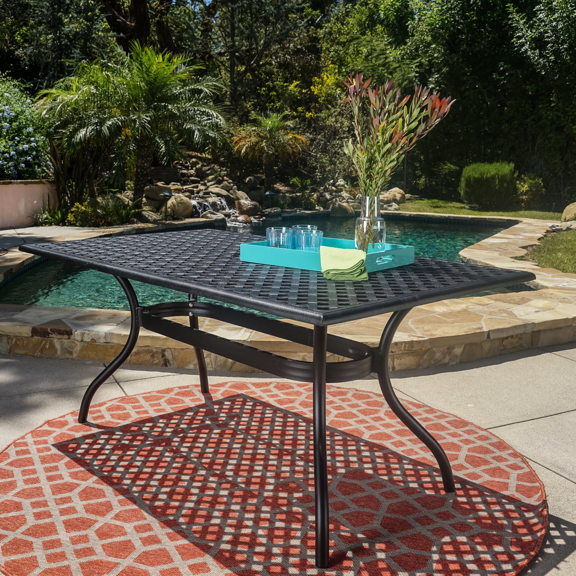 Outdoor Rectangle Table - Aluminium With Lovely Cast Aluminum Elegant ...