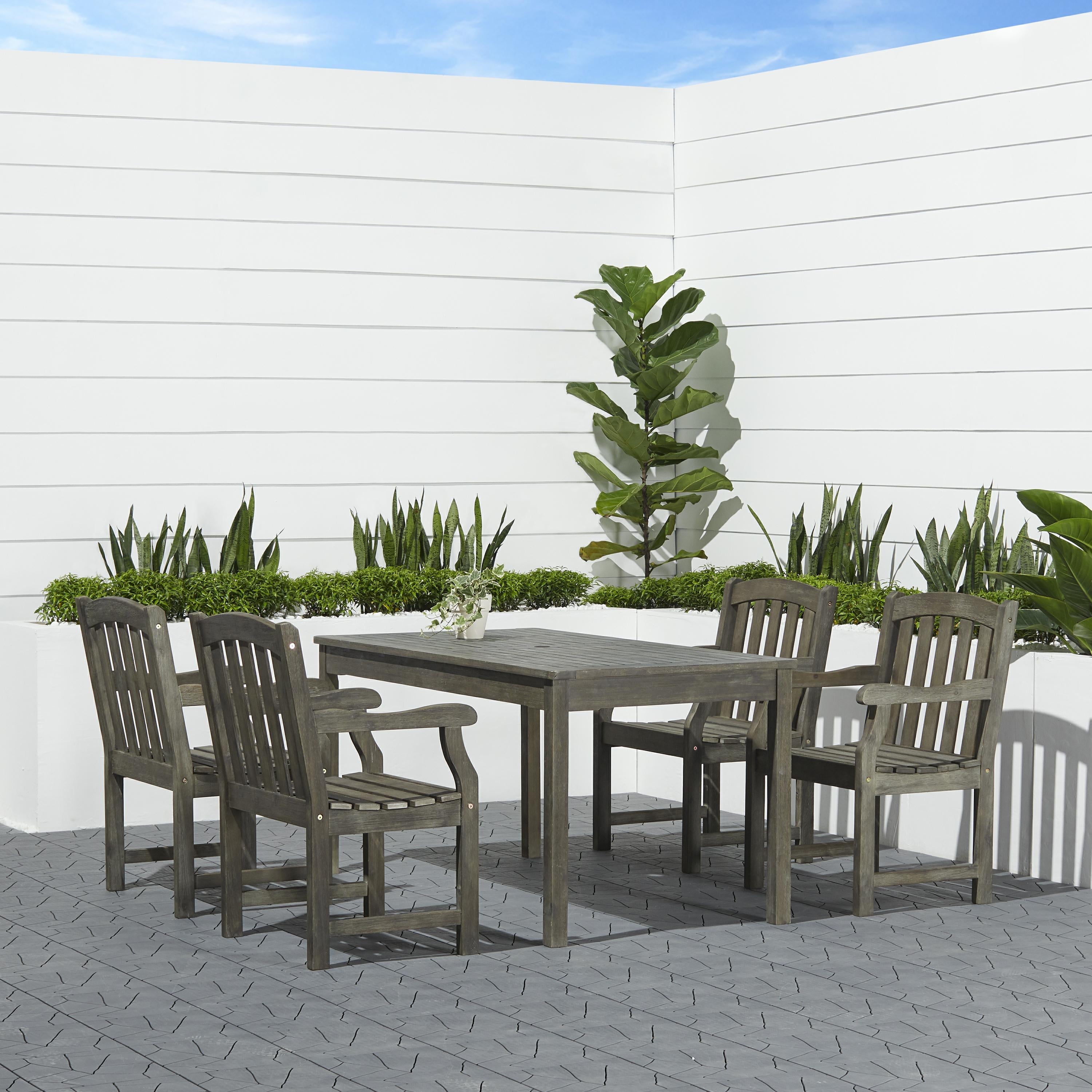 Outdoor Rectangular Patio Dining Table with Hand - Scraped Wood Design ...