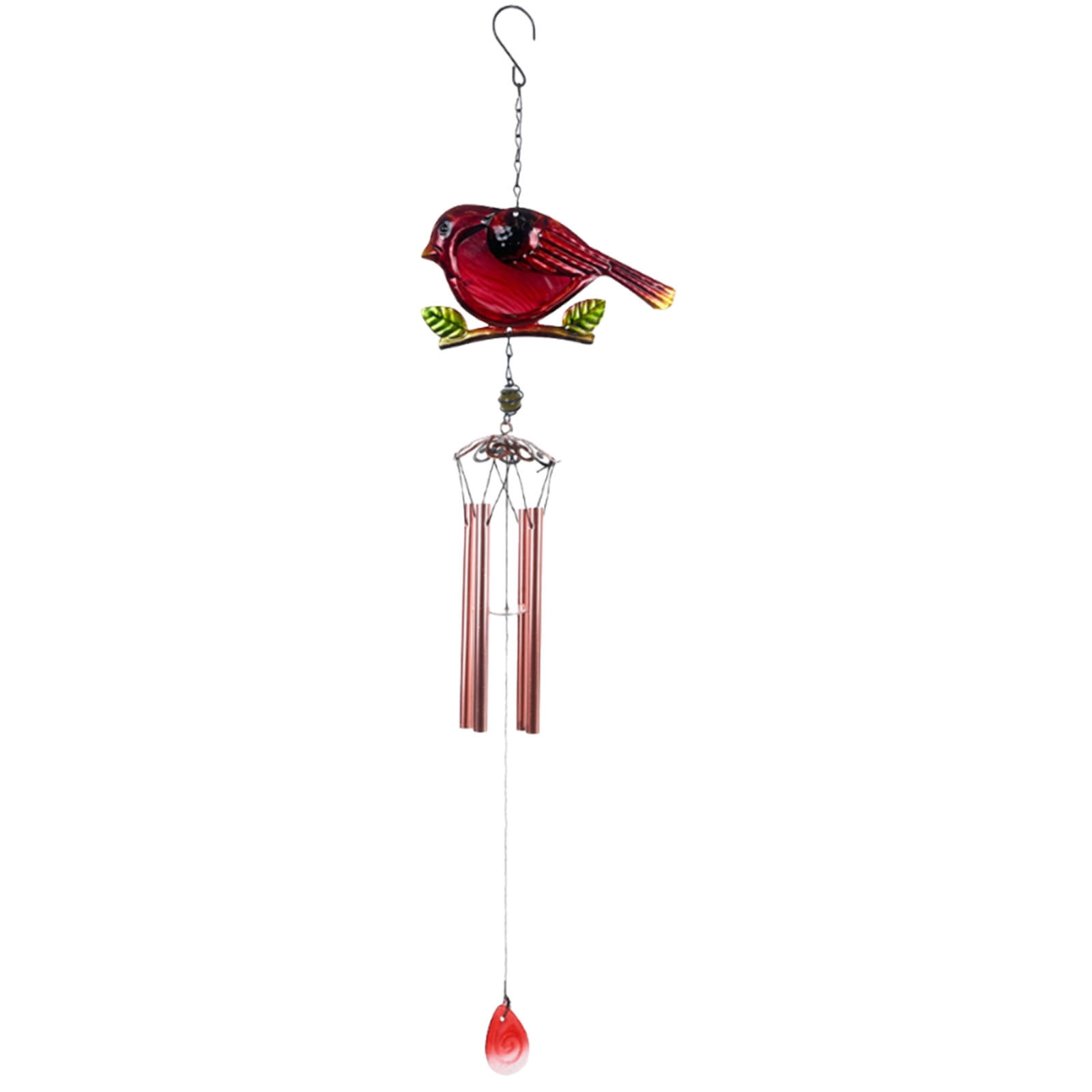 Outdoor Red Cardinal Bird Wind Chimes, Indoor Stained Glass Metal Tubes ...